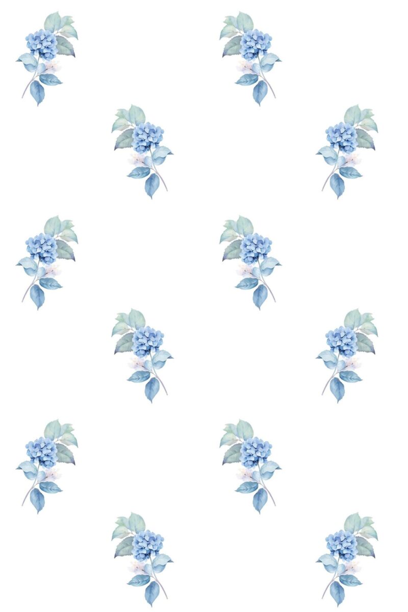 Light Blue Hydrangeas Peel and Stick Wallpaper or Non-Pasted