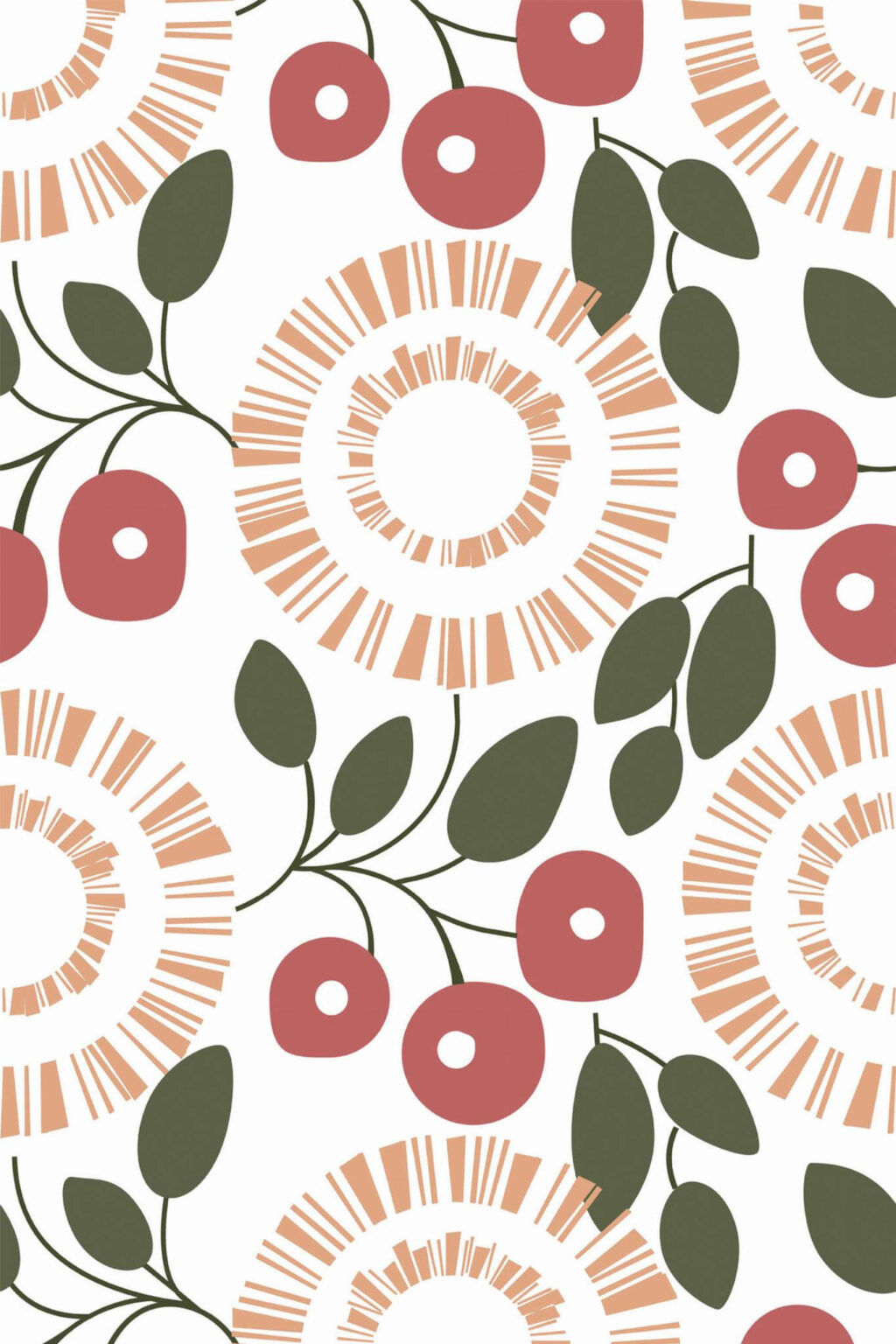 Abstract cherry Peel and Stick Wallpaper or Non-Pasted