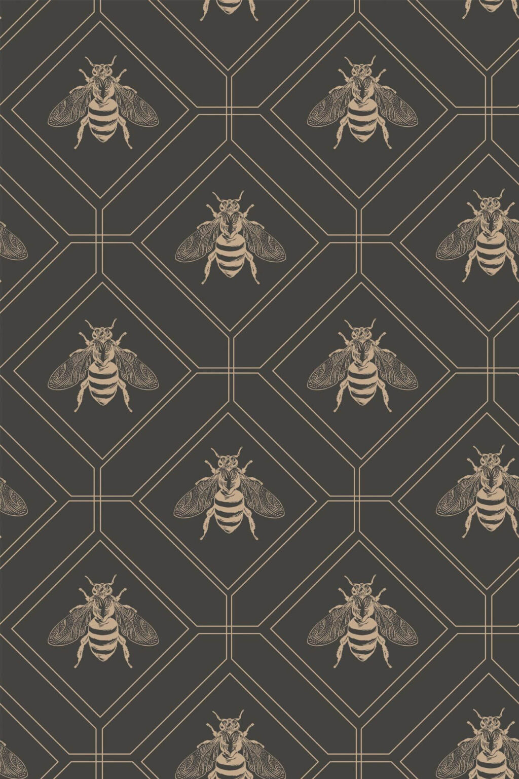 Art Deco bee Peel and Stick Wallpaper or Non-Pasted