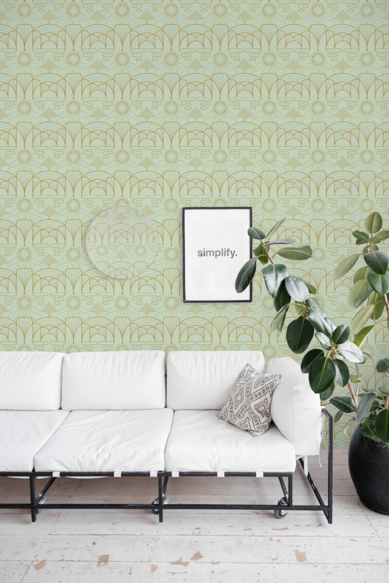 Green Deco Charm Peel and Stick Wallpaper or Non-Pasted