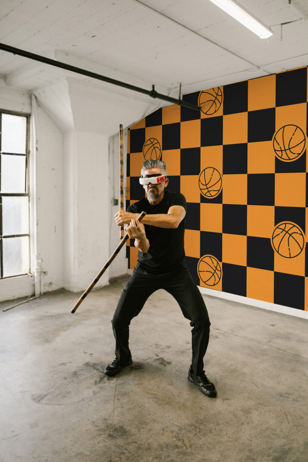 Vibrant Orange Basketball Peel and Stick Wall Mural or Non-Pasted