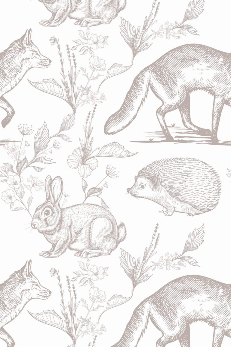 Beige forest animal Peel and Stick Wallpaper or Non-Pasted