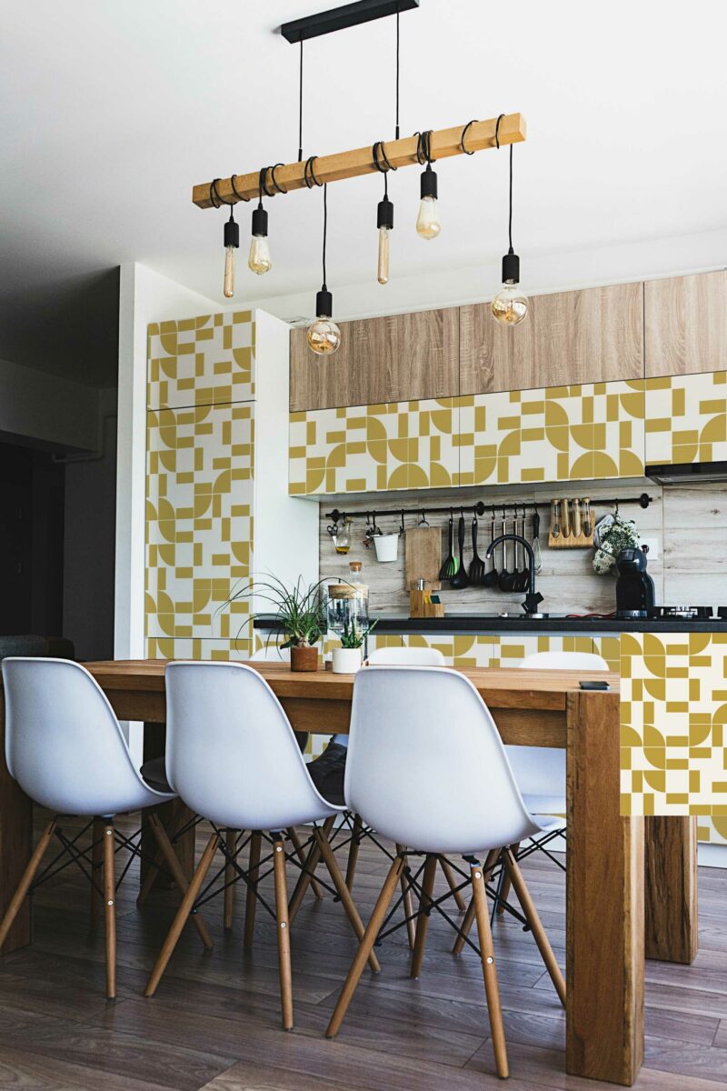 Classic Vintage Geometric Pattern Peel and Stick Wallpaper or Non-Pasted