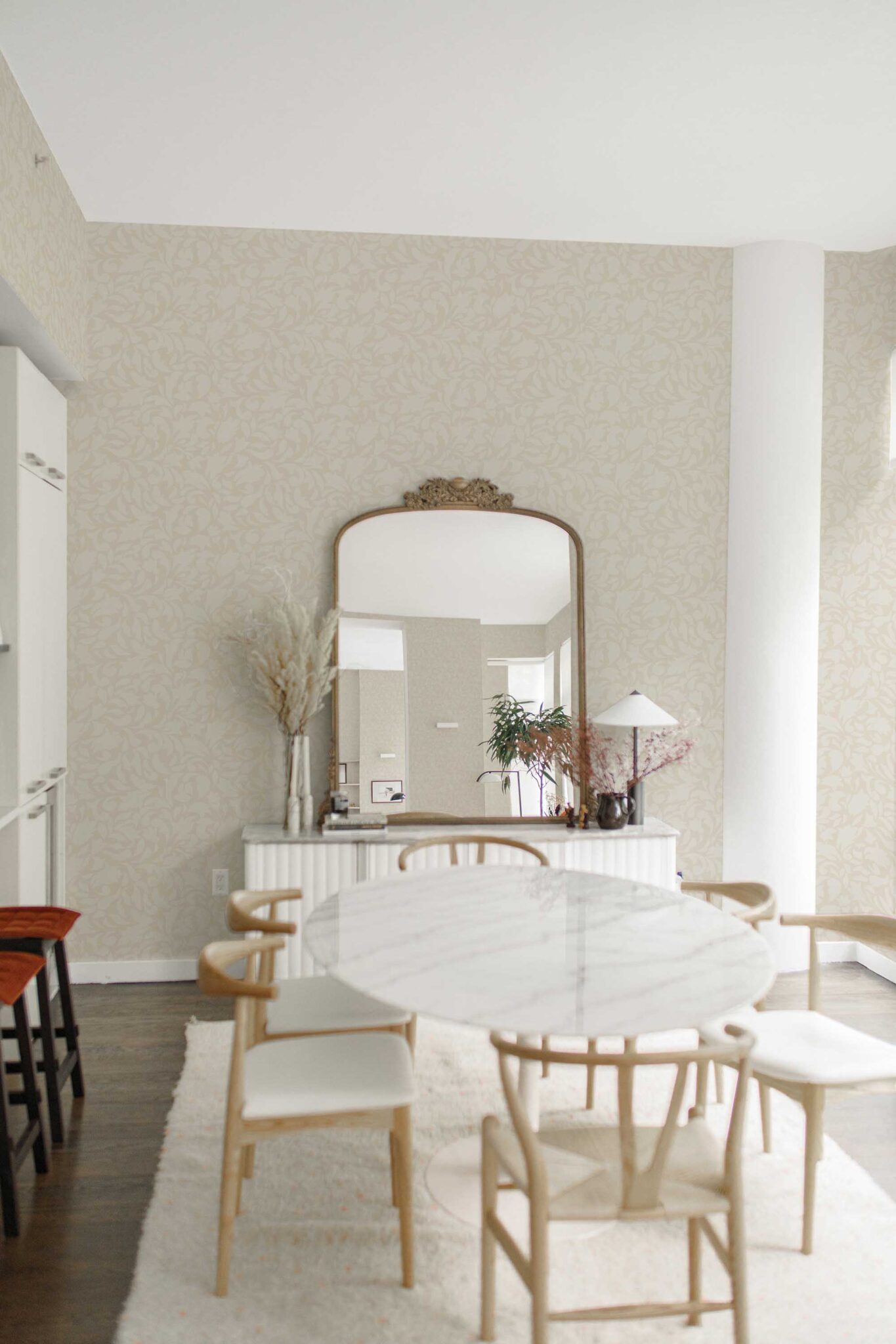 Cream Paisley Layne Botanical Peel and Stick Wallpaper or Non-Pasted