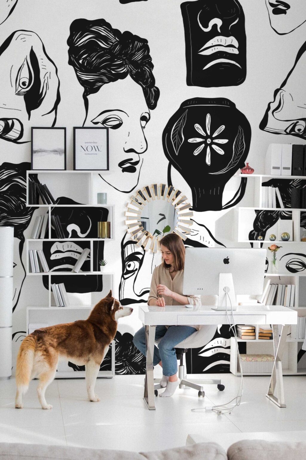 Black and White David Peel and Stick Wall Mural or Non-Pasted