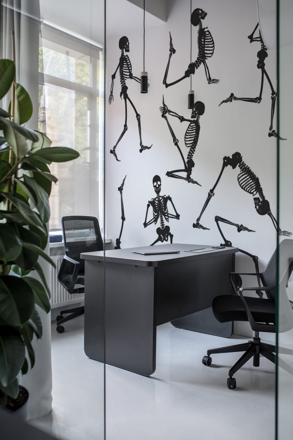 Skeleton Pose Peel and Stick Wall Mural or Non-Pasted