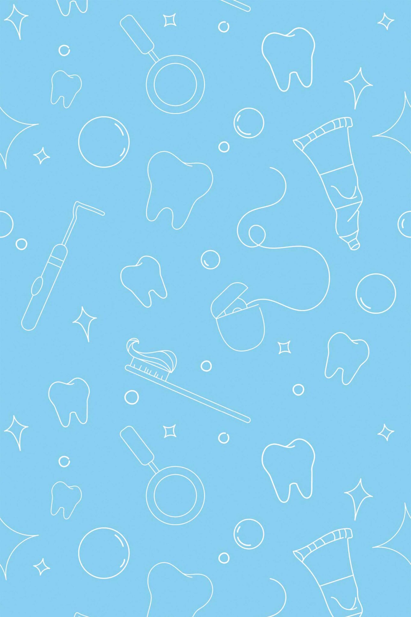 Blue Dental Illustrations Peel and Stick Wallpaper or Non-Pasted