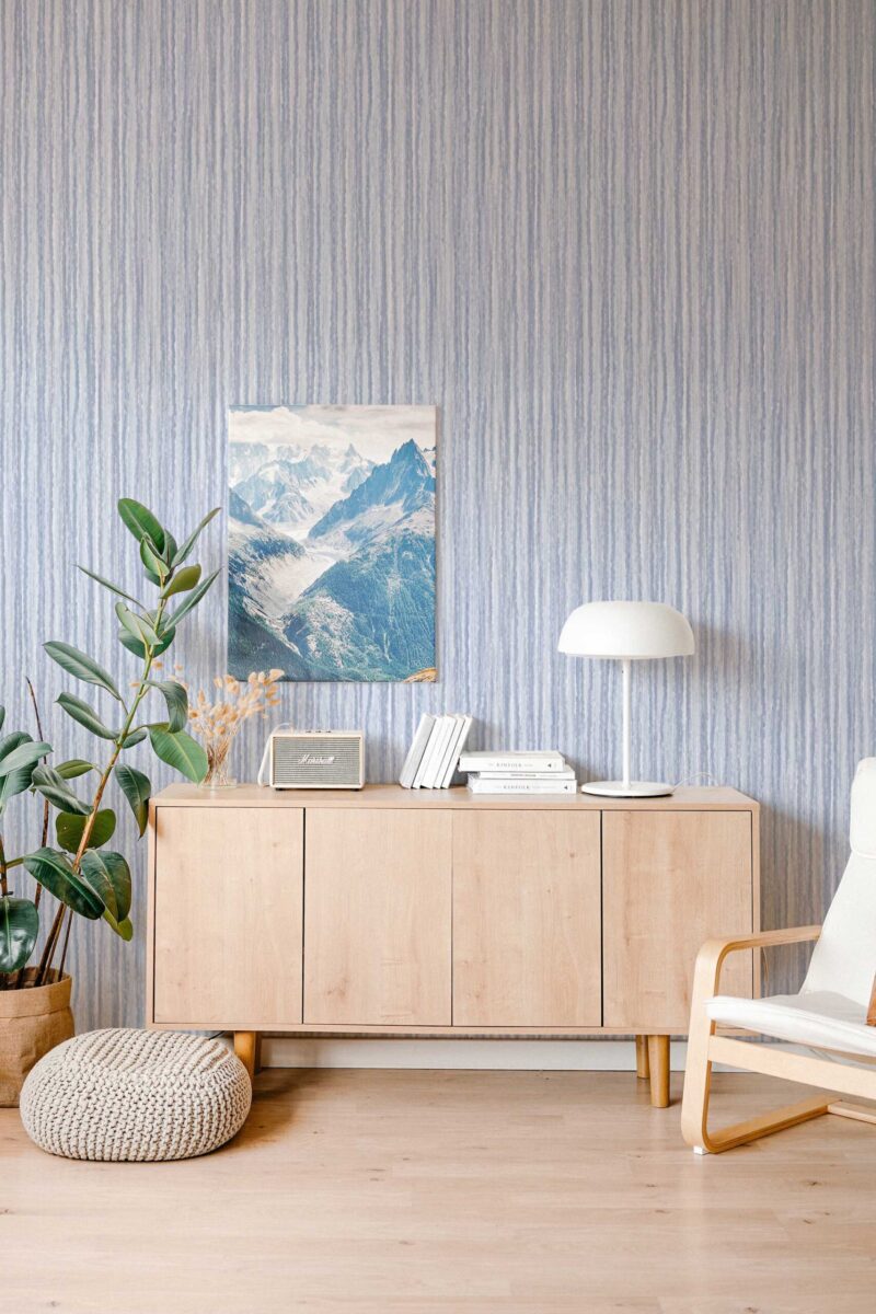 Blue Preppy Lines Peel and Stick Wallpaper or Non-Pasted