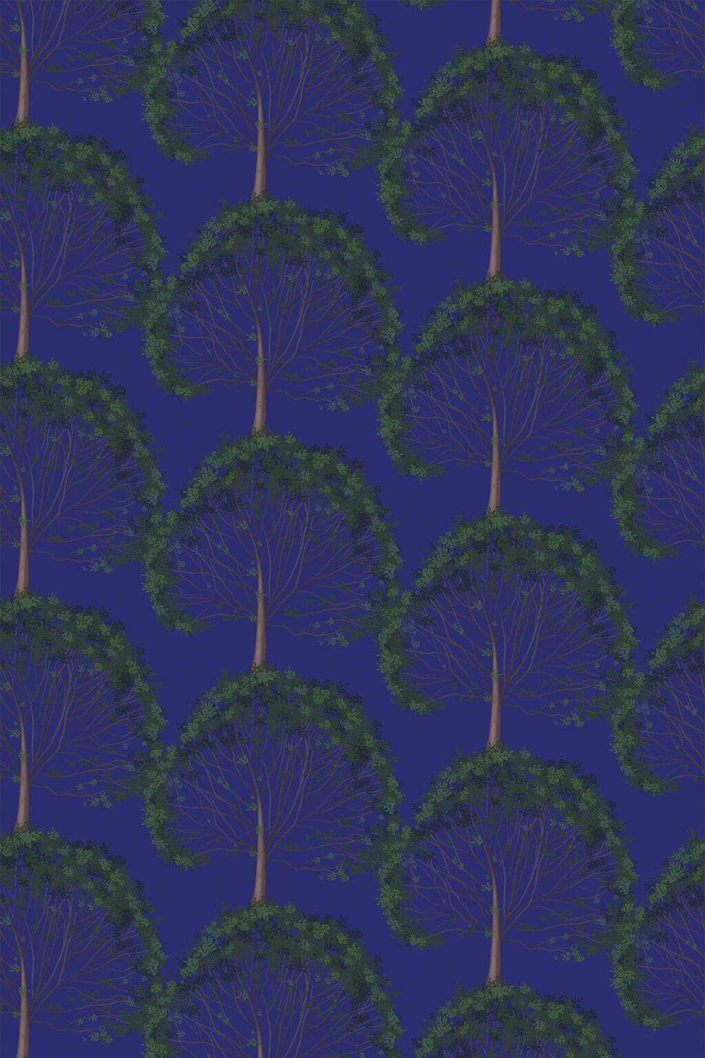Trees in Midnight Hues Peel and Stick Wallpaper or Non-Pasted