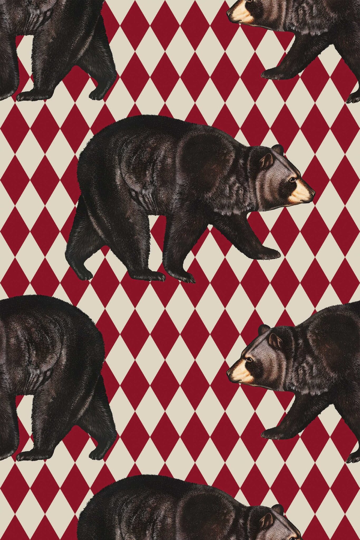 Brown Harlequin Bear Peel and Stick Wallpaper or Non-Pasted