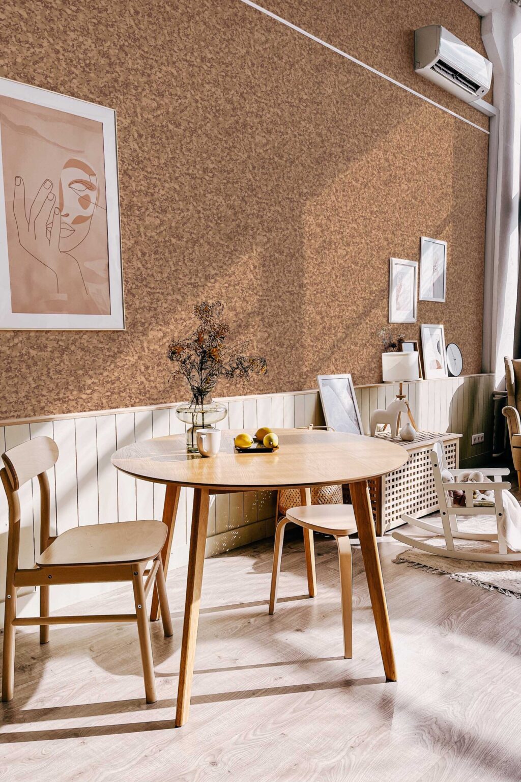 Soft Pink Cork Look Peel and Stick Wallpaper or Non-Pasted