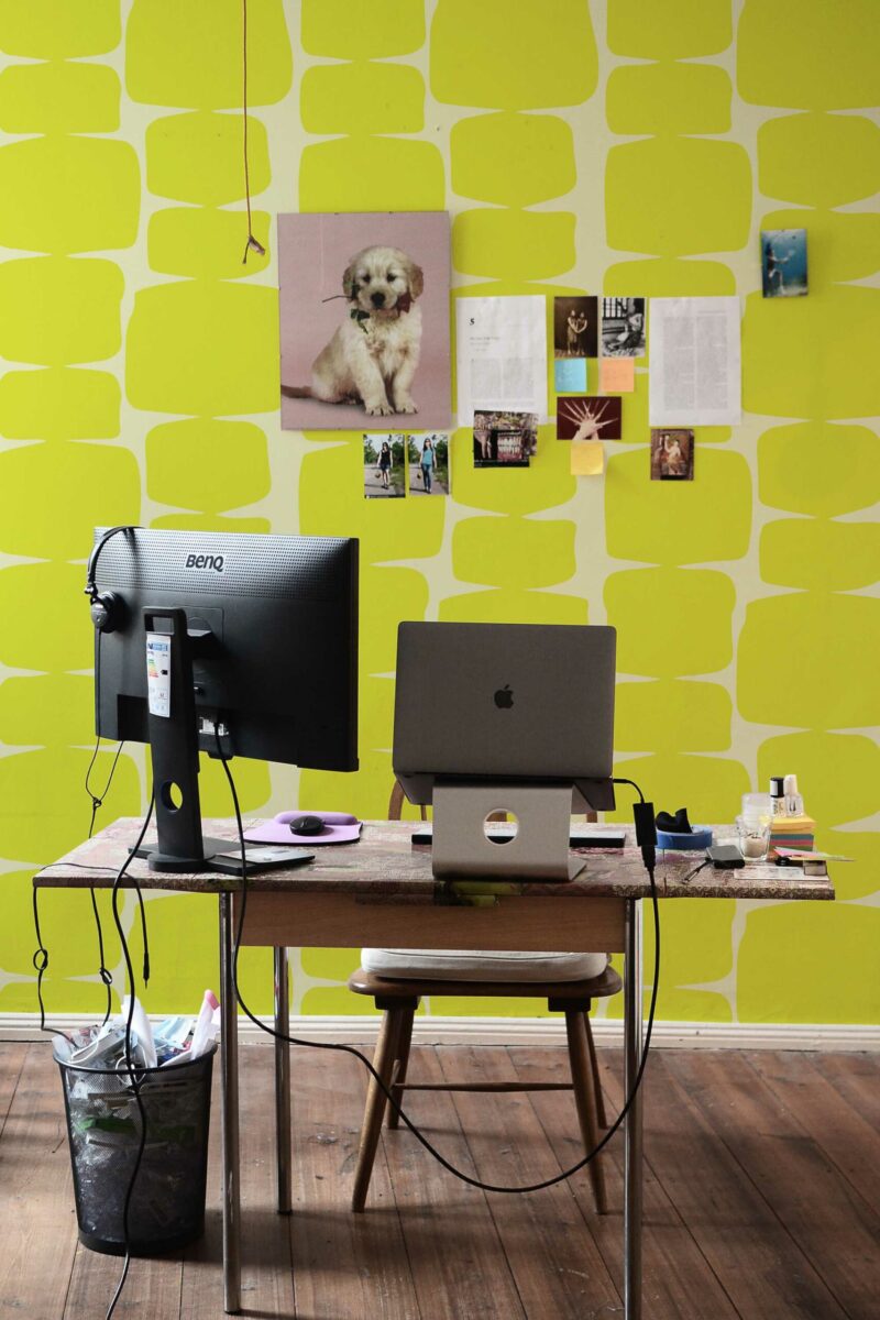 Retro Chartreuse Peel and Stick Wallpaper or Non-Pasted