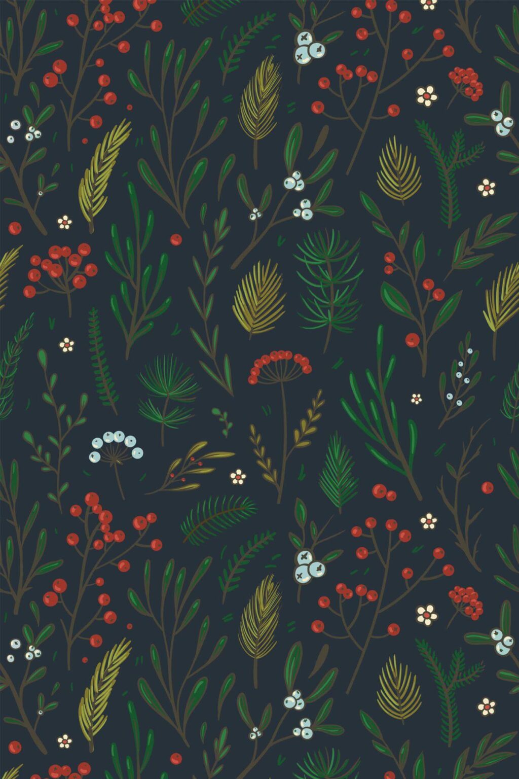 Christmas branch Peel and Stick Wallpaper or Non-Pasted