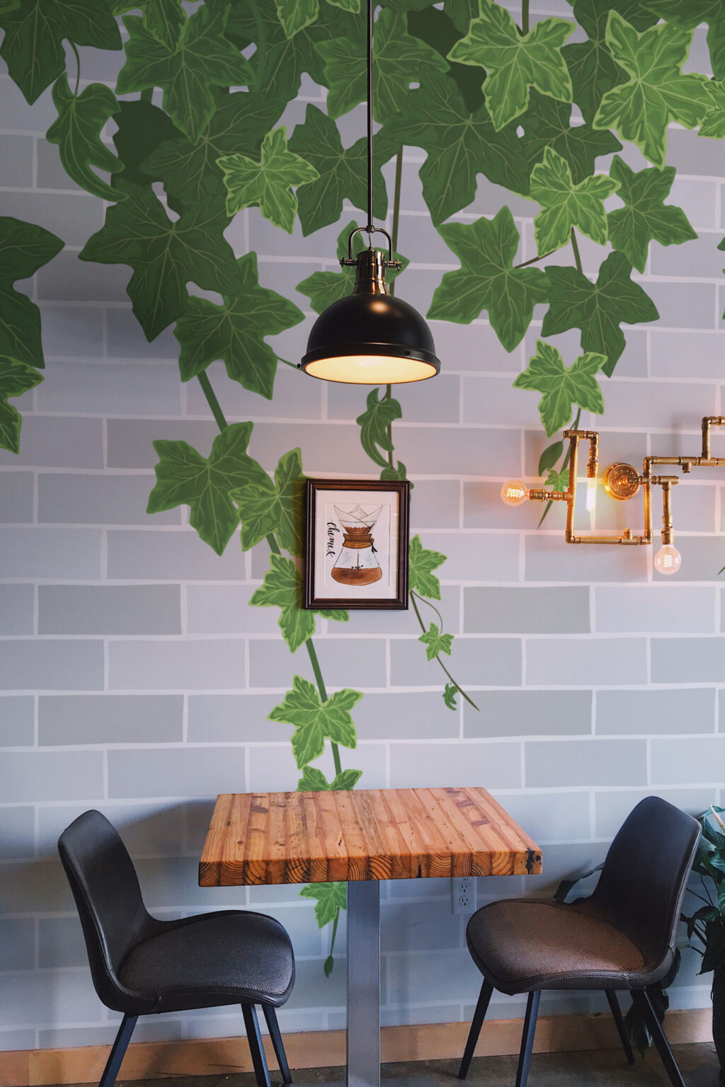 Green Ivy Vines on Brick Peel and Stick Wall Mural or Non-Pasted