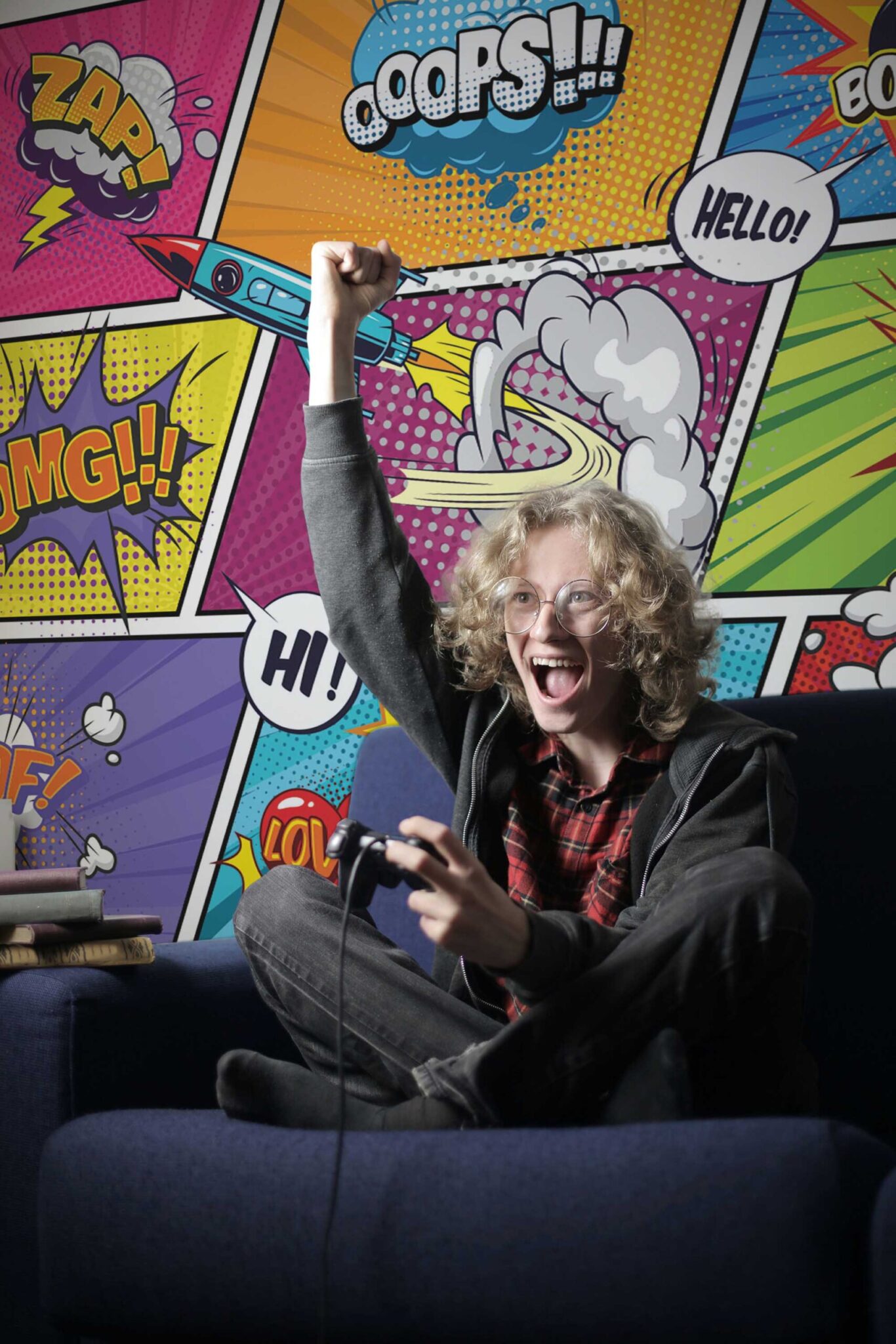 Colorful Comic Game Room Peel and Stick Wall Mural or Non-Pasted