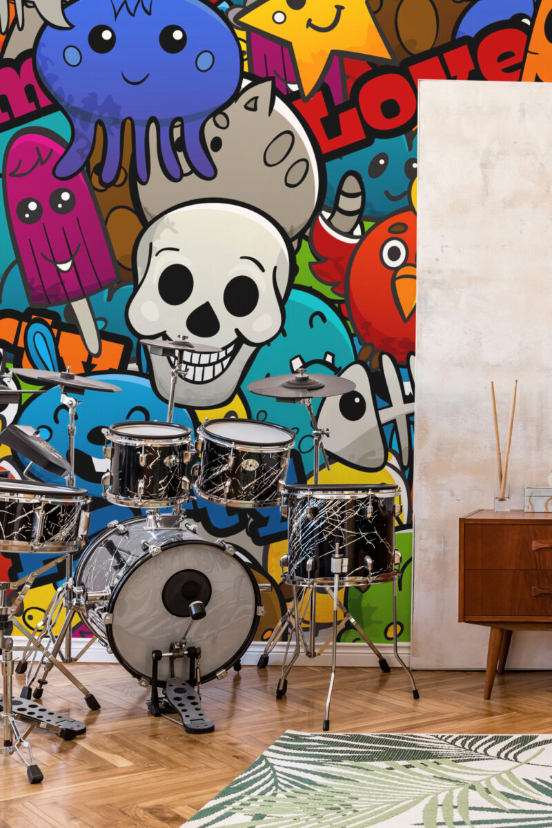 Colorful Characters Peel and Stick Wall Mural or Non-Pasted