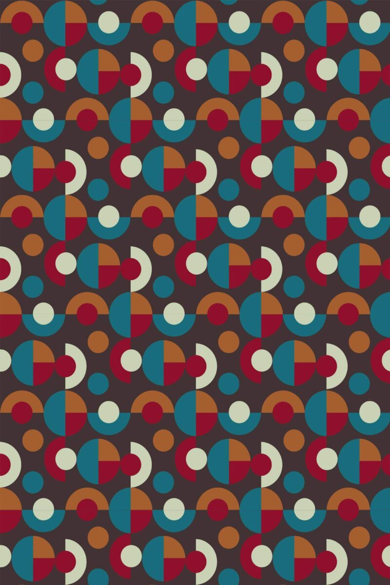 Dark retro geometric Peel and Stick Wallpaper or Non-Pasted