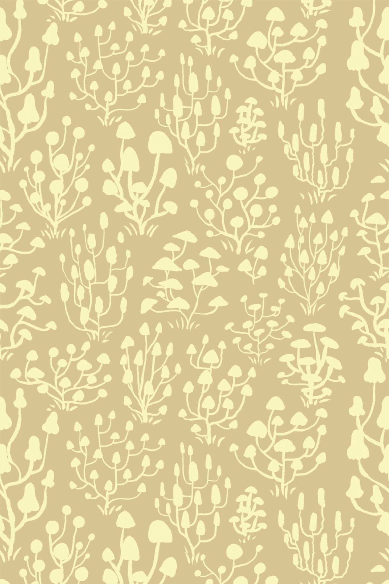 Ditsy Mushrooms Light Peel and Stick Wallpaper or Non-Pasted