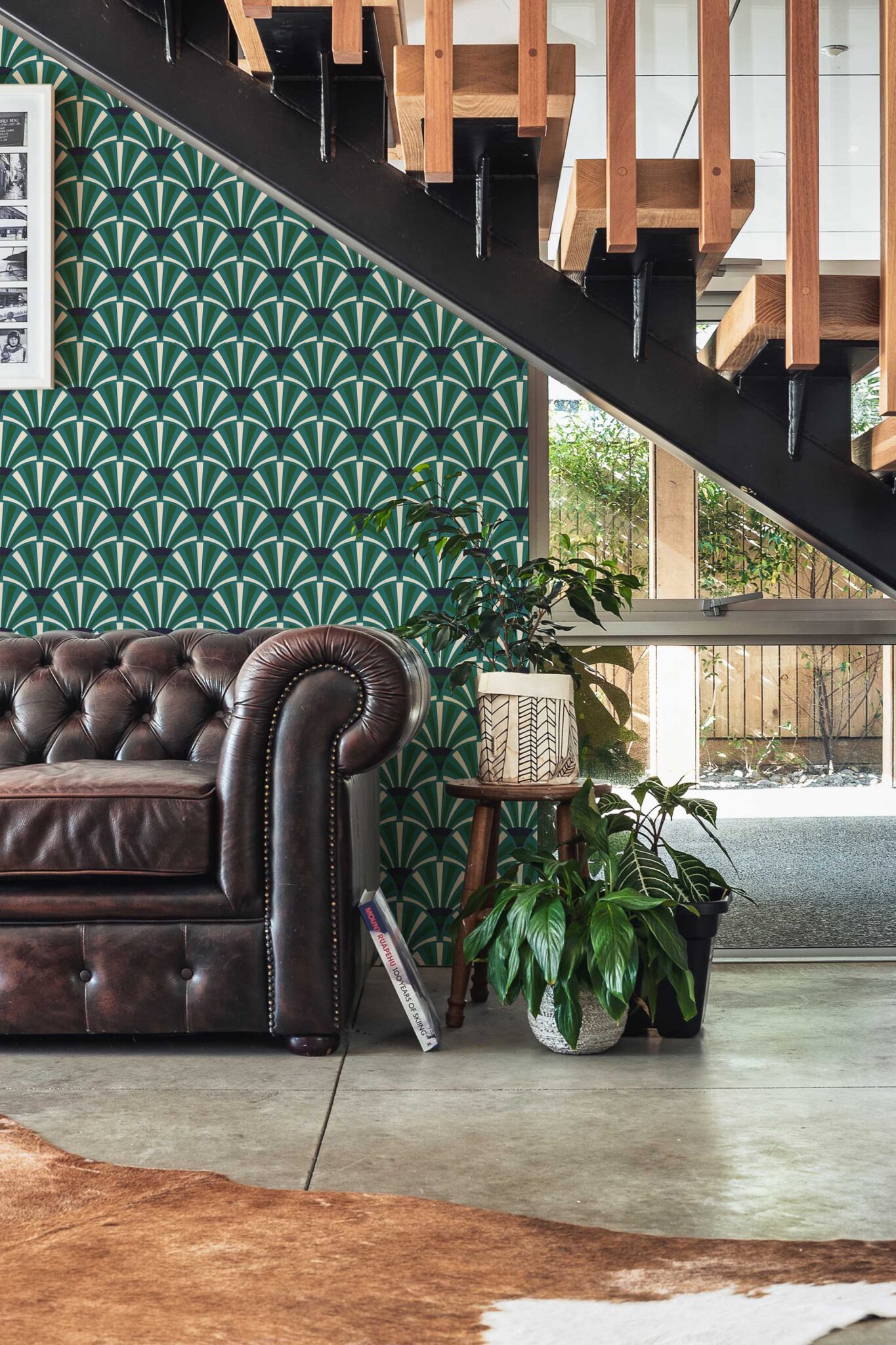 Emerald Art Deco Peel and Stick Wallpaper or Non-Pasted