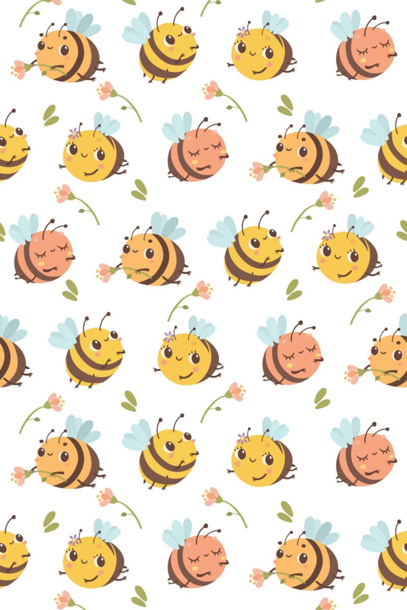 Very Cute Bees Peel and Stick Wallpaper or Non-Pasted