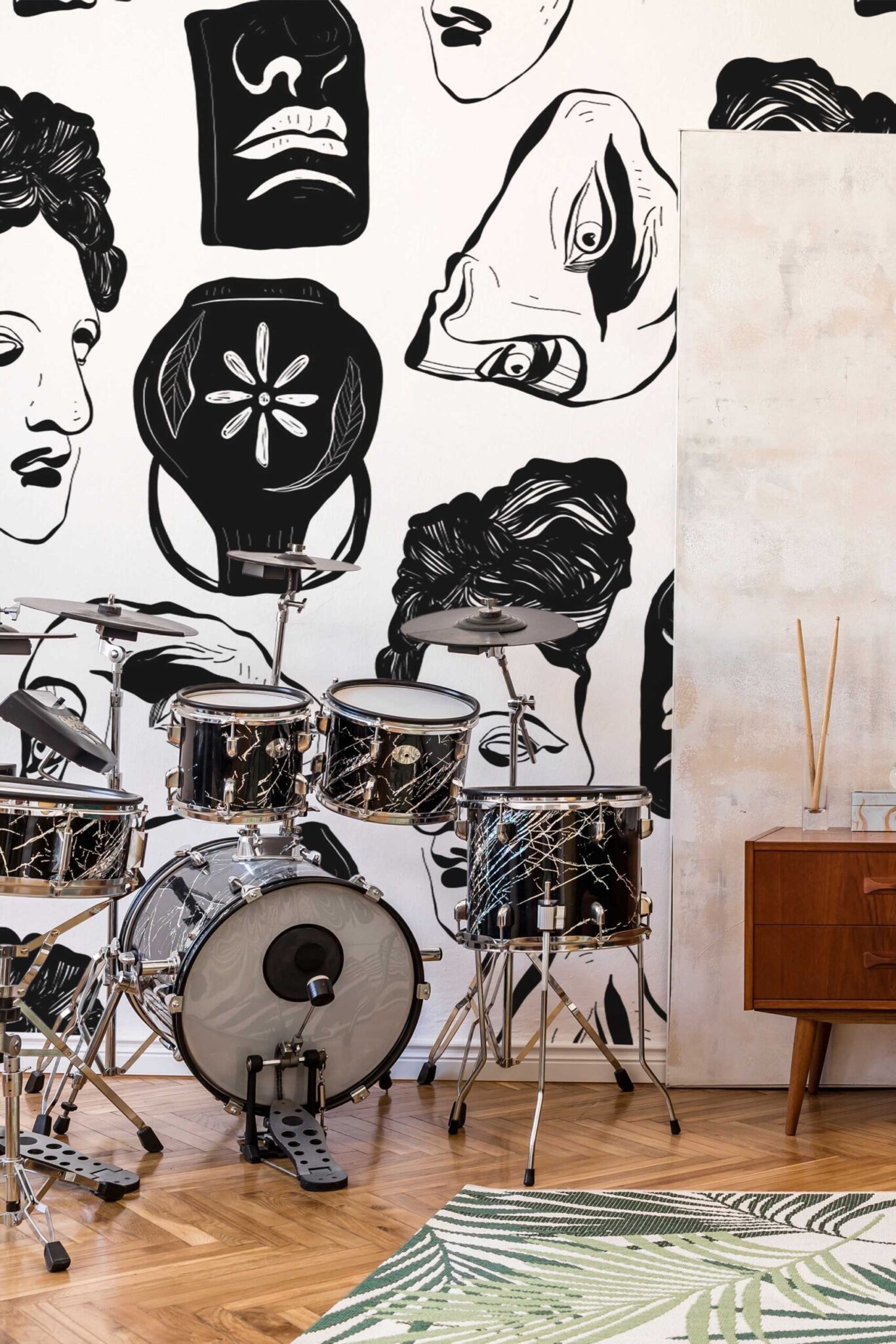 Black and White David Peel and Stick Wall Mural or Non-Pasted