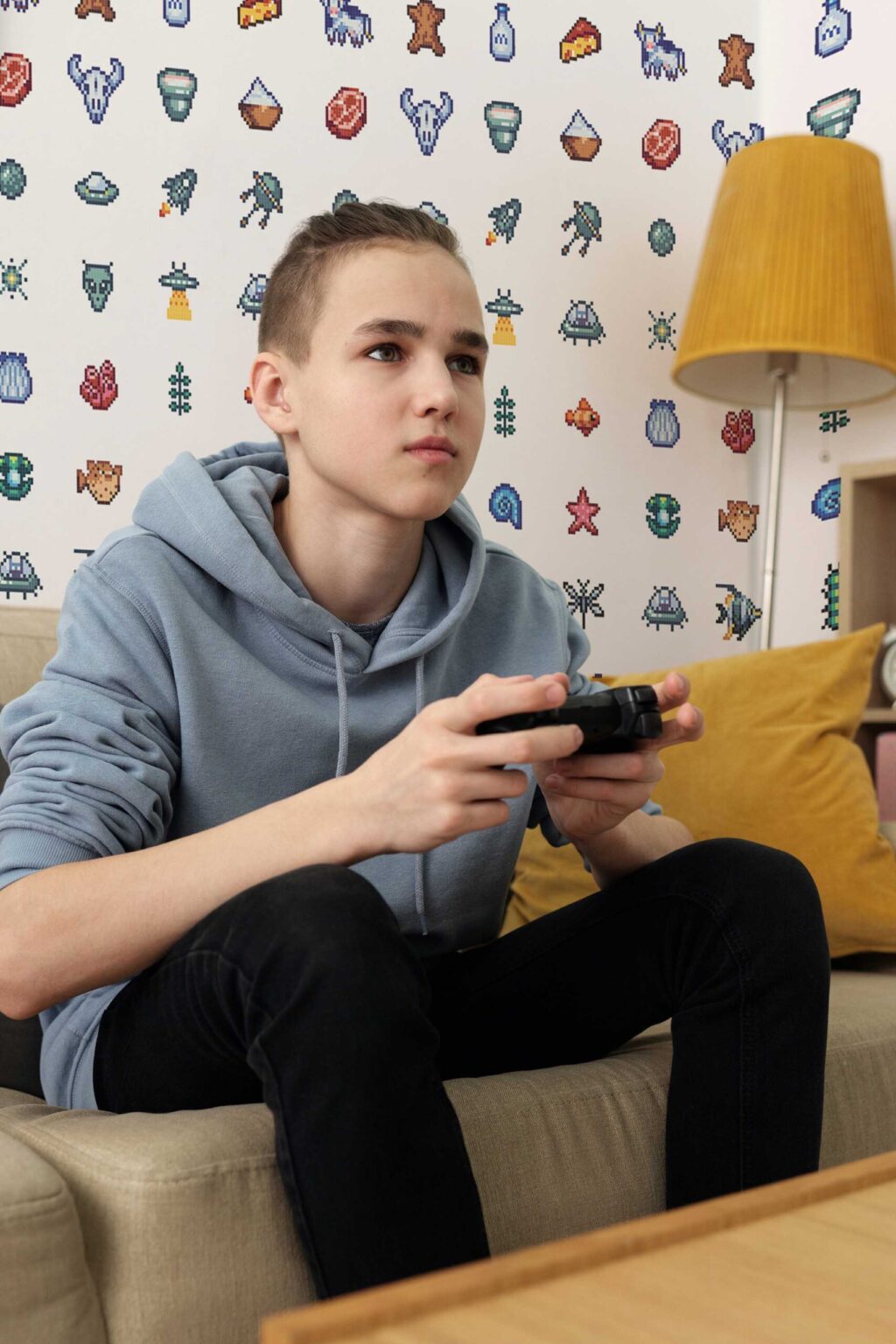 Cute Pixels Game Room Peel and Stick Wall Mural or Non-Pasted