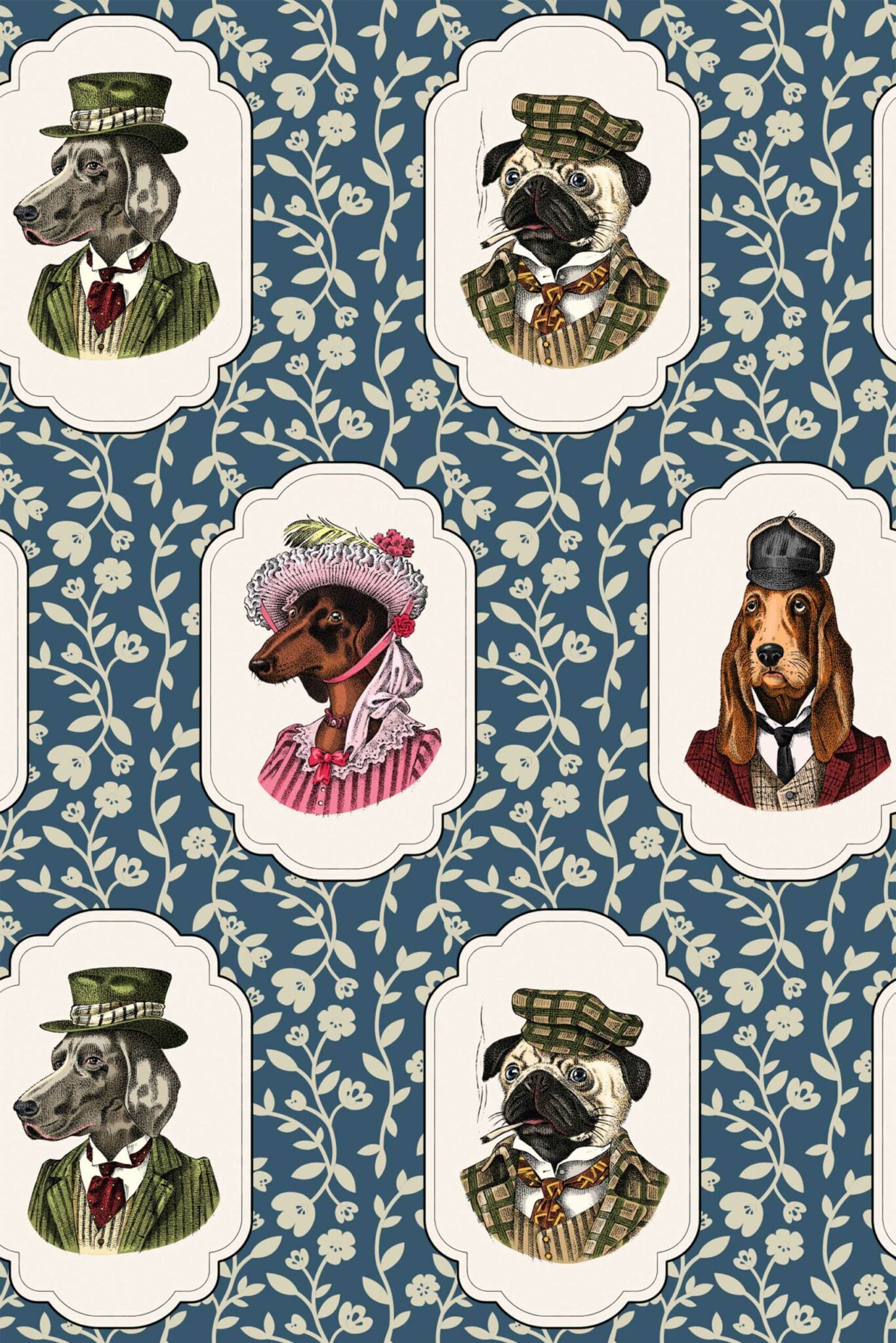 Vibrant Pup Portraits Peel and Stick Wallpaper or Non-Pasted