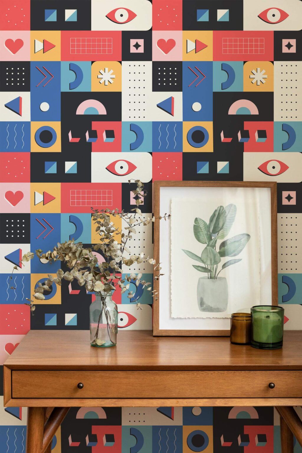 Multicolor mosaic Peel and Stick Wallpaper or Non-Pasted