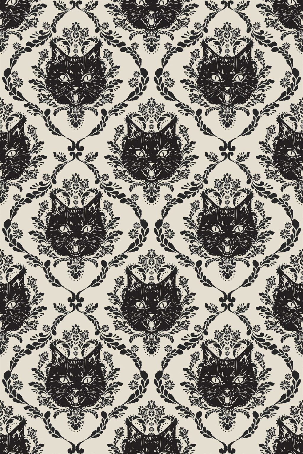 Baroque Gothic Cats Peel and Stick Wallpaper or Non-Pasted