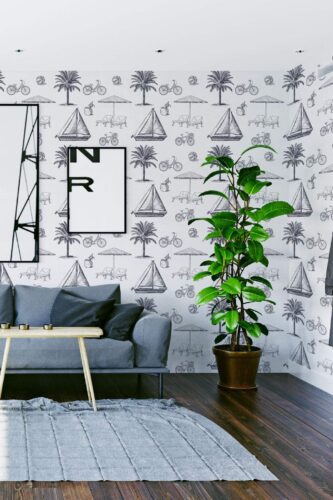 Florida toile Peel and Stick Wallpaper or Non-Pasted