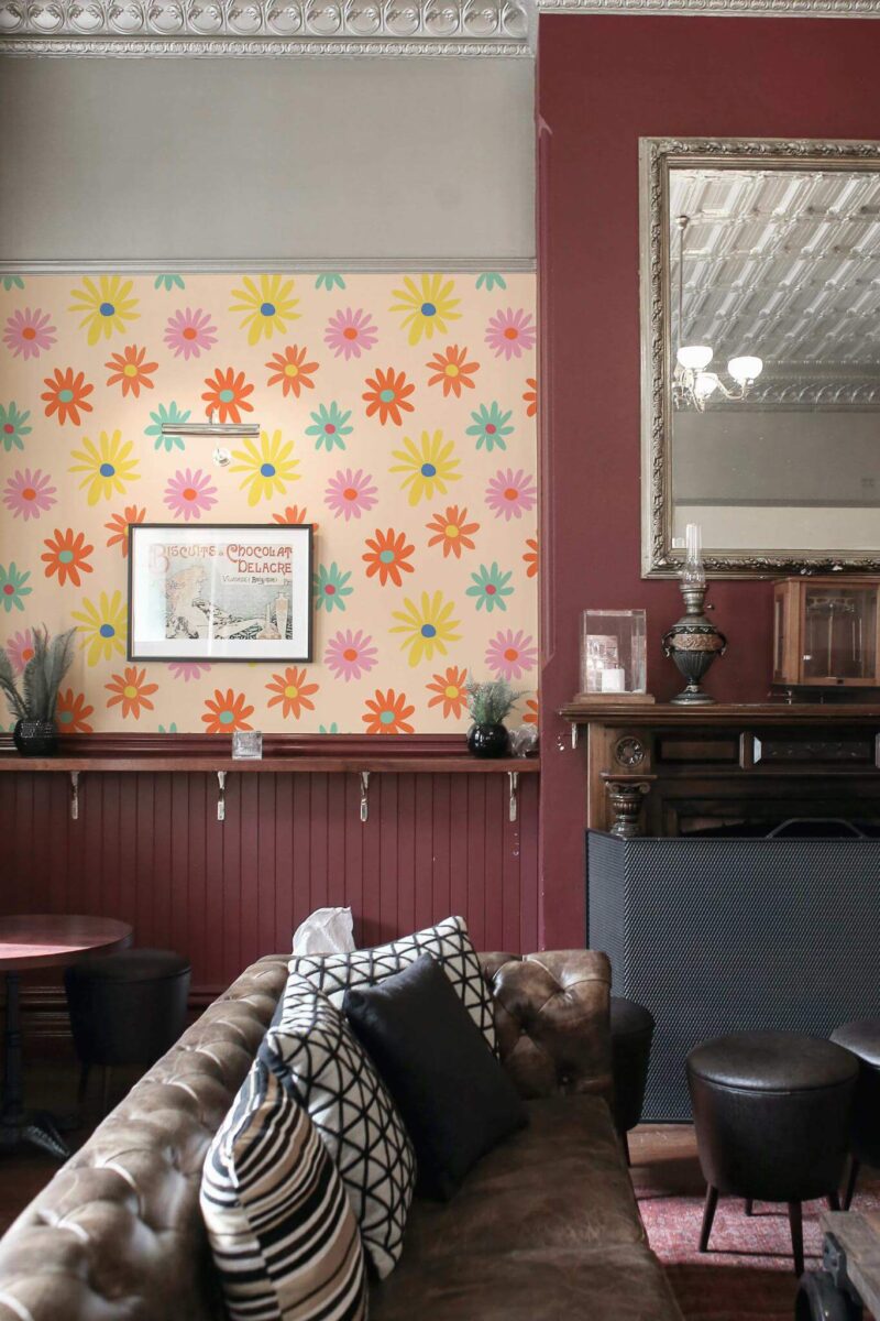Funky flower Peel and Stick Wallpaper or Non-Pasted
