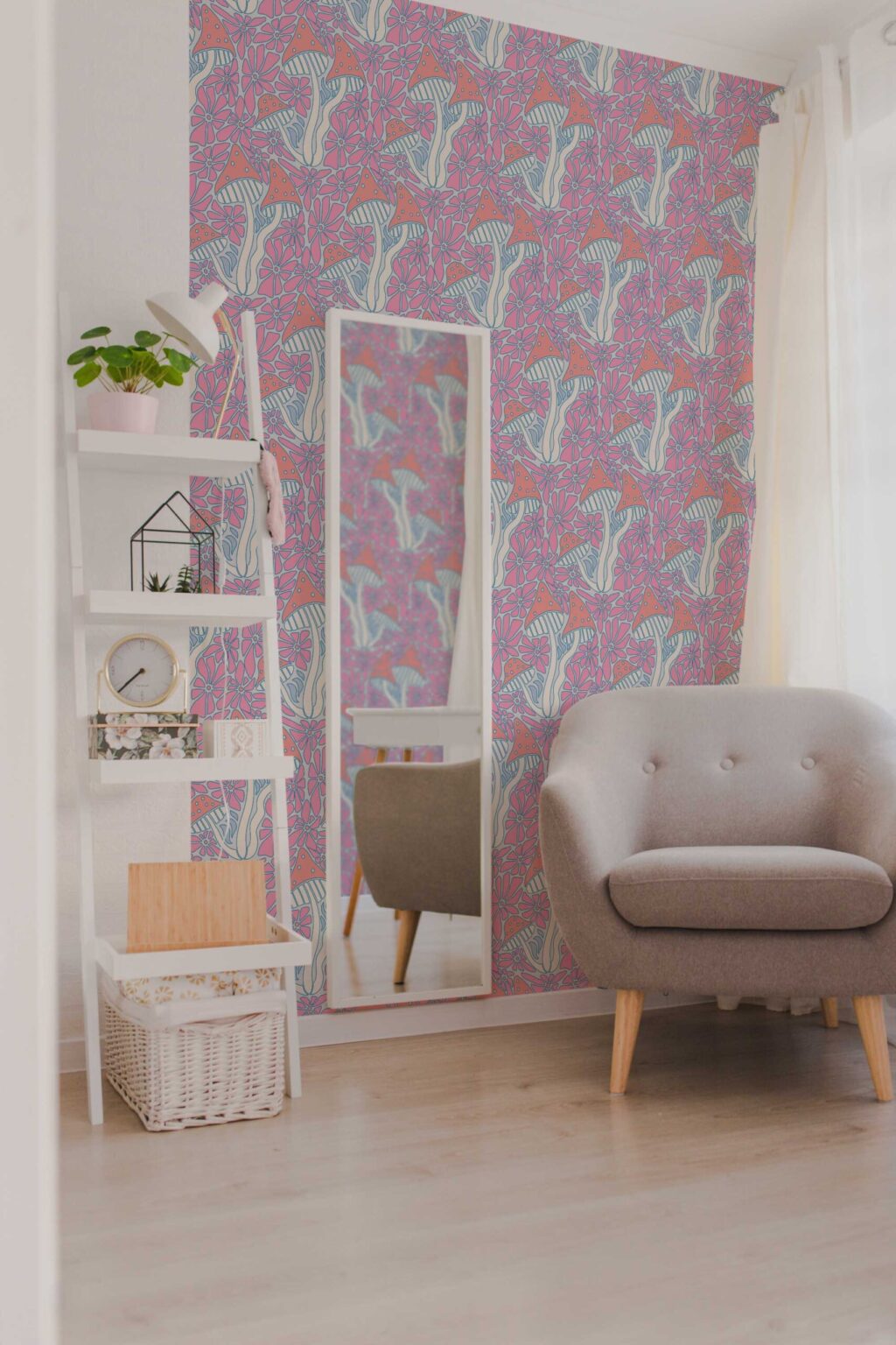 Funky Magic Mushrooms Peel and Stick Wallpaper or Non-Pasted