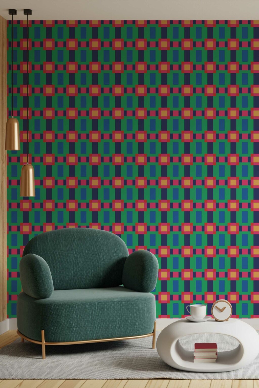 Eclectic Color Geometry Peel and Stick Wallpaper or Non-Pasted