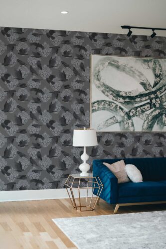 Raven Noir Peel and Stick Wallpaper or Non-Pasted