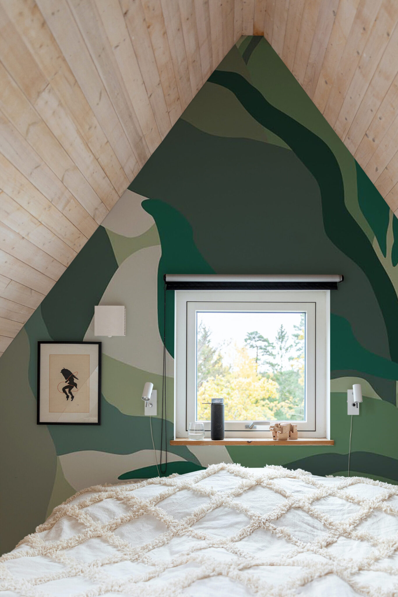 Green Abstract Leaves Peel and Stick Wall Mural or Non-Pasted