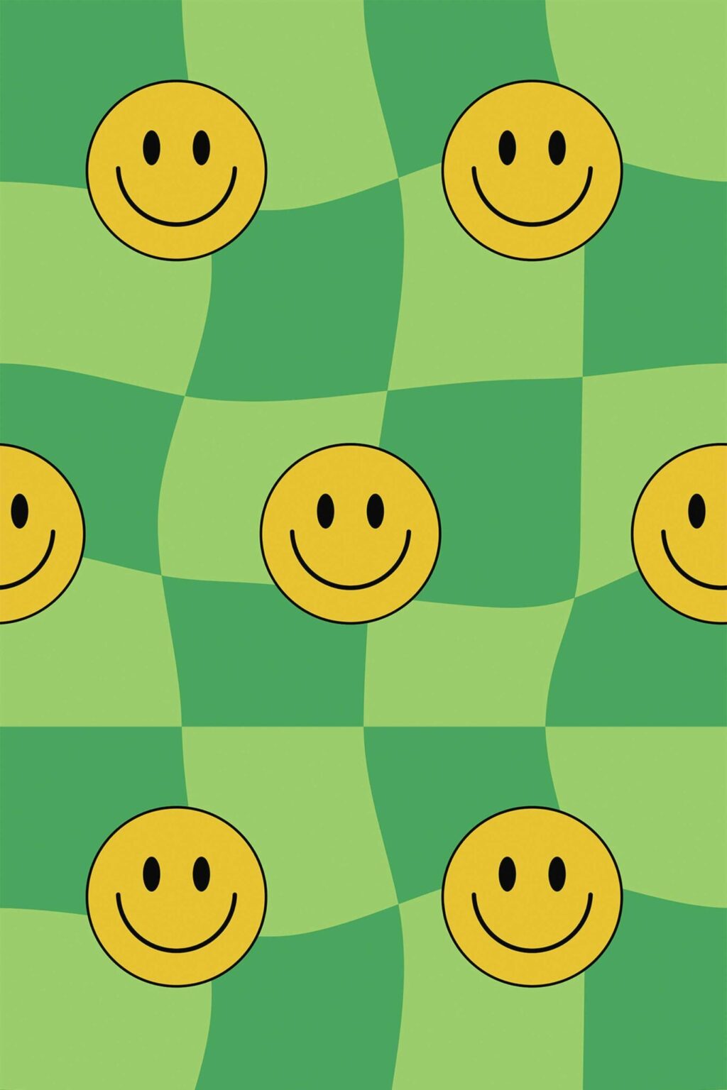 Green Funky Smiley Peel and Stick Wallpaper or Non-Pasted