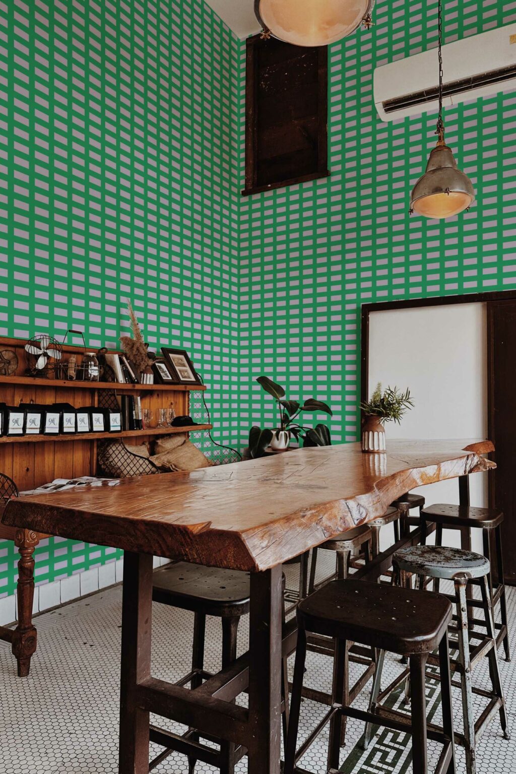 Green Geometric Essence Peel and Stick Wallpaper or Non-Pasted
