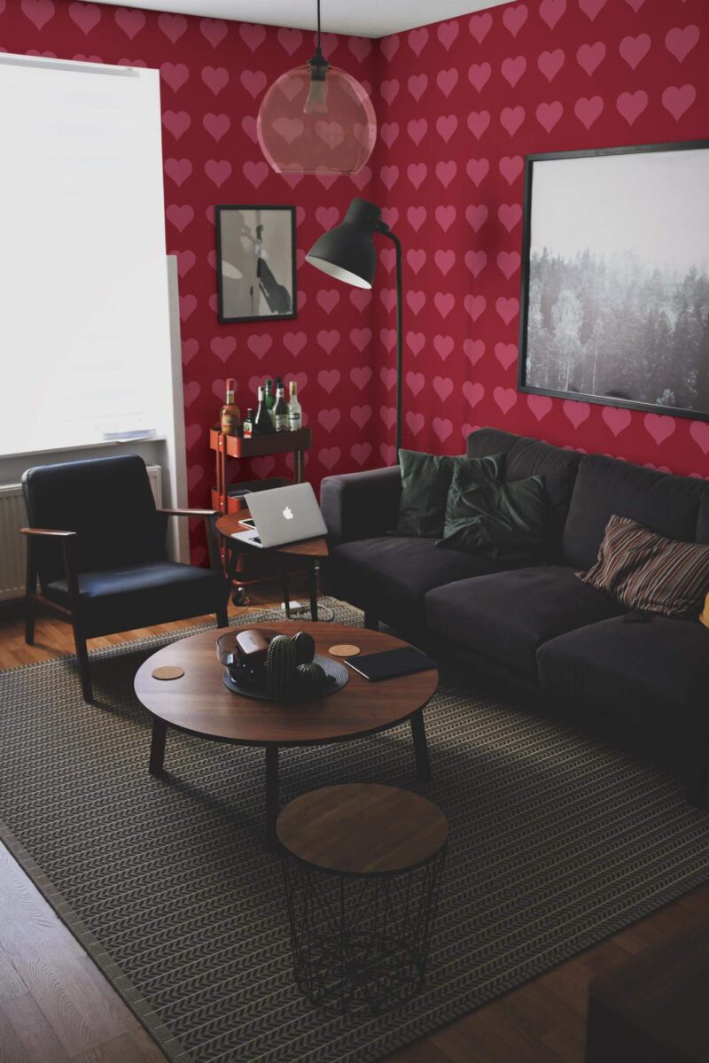 Bold heart Peel and Stick Wallpaper or Non-Pasted