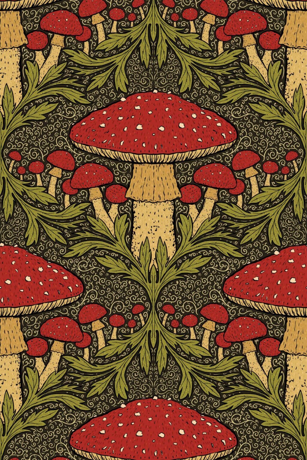 Mushroom Charm Peel and Stick Wallpaper or Non-Pasted