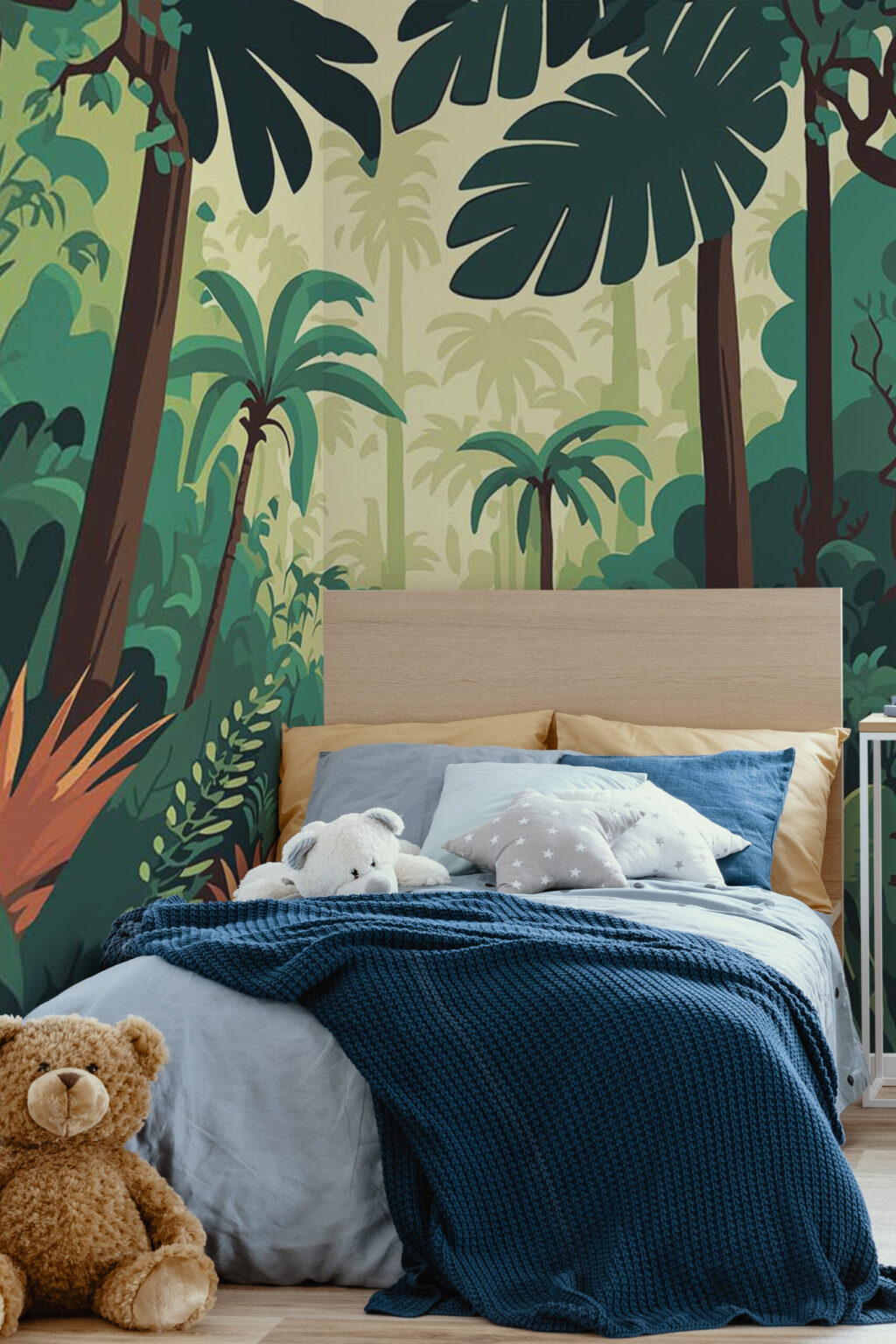 Sunny Green Tropical Forest Peel and Stick Wall Mural or Non-Pasted