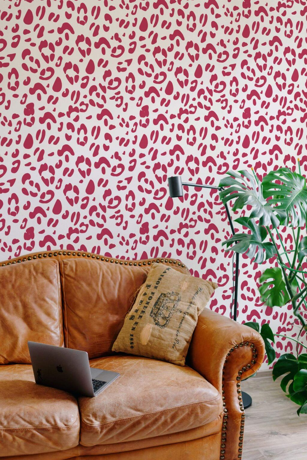 Viva magenta leopard print Peel and Stick Wallpaper or Non-Pasted