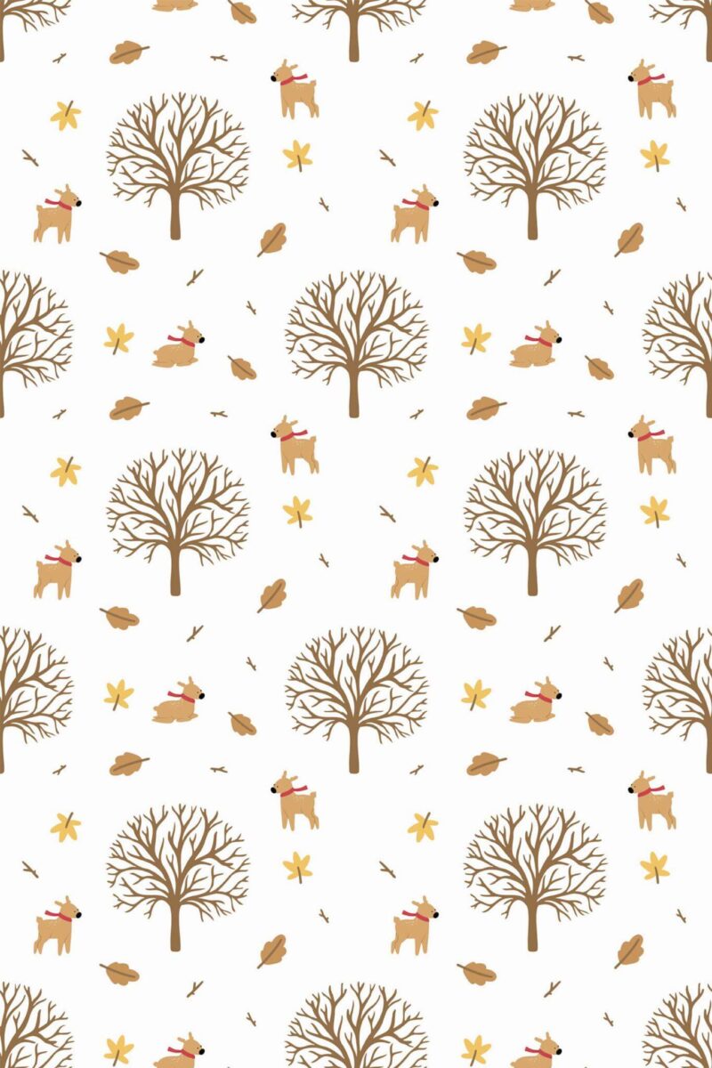 Woodland animals Peel and Stick Wallpaper or Non-Pasted