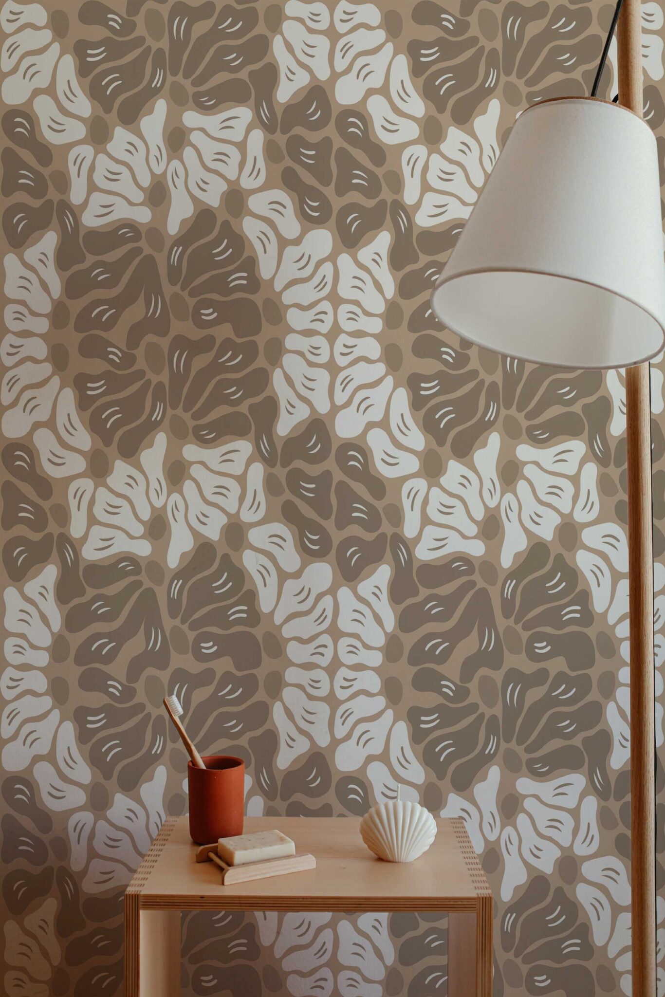 Modern Mocha Floral Elegance Peel and Stick Wallpaper or Non-Pasted
