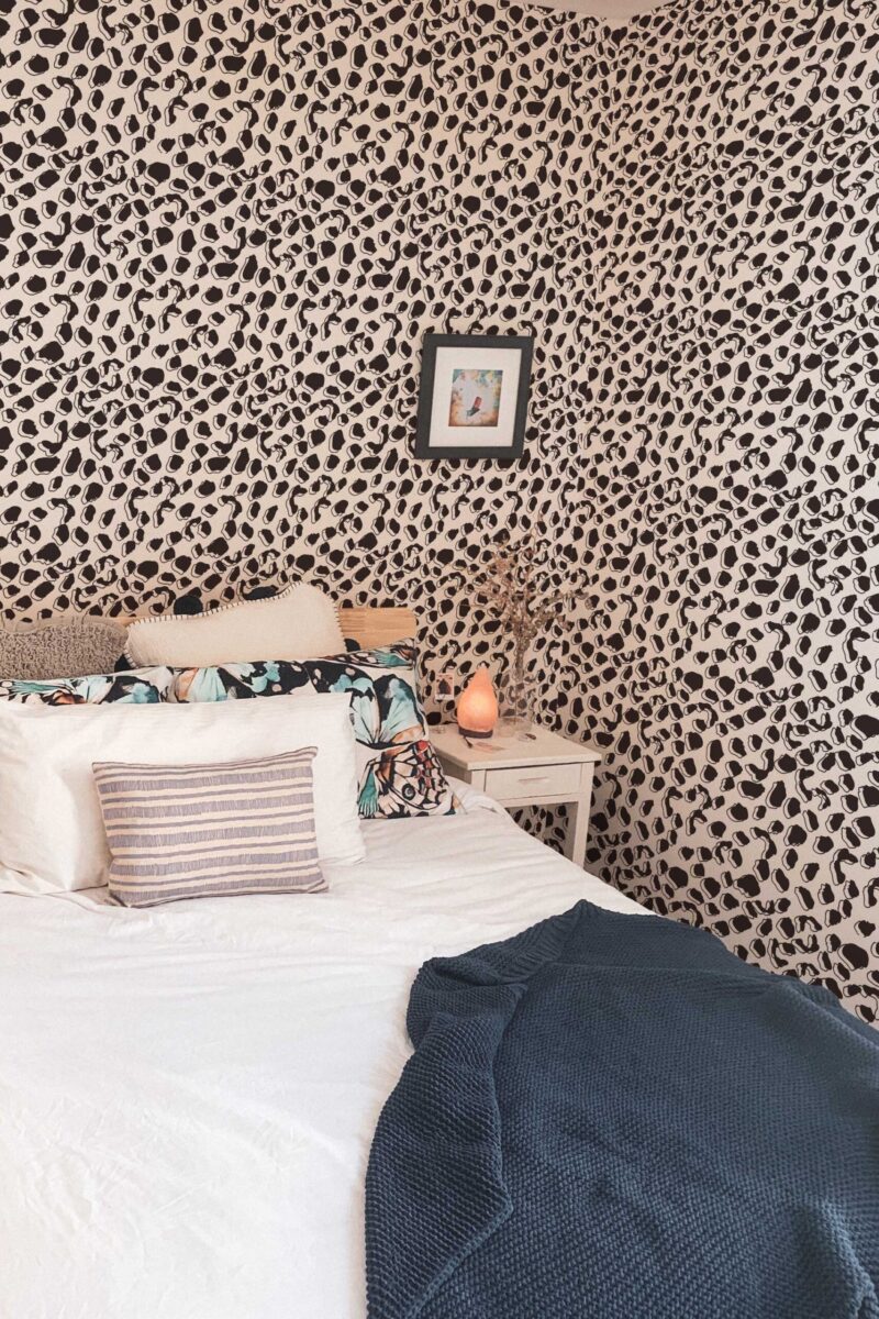 Monochrome Hand Drawn Cheetah Print Peel and Stick Wallpaper or Non-Pasted