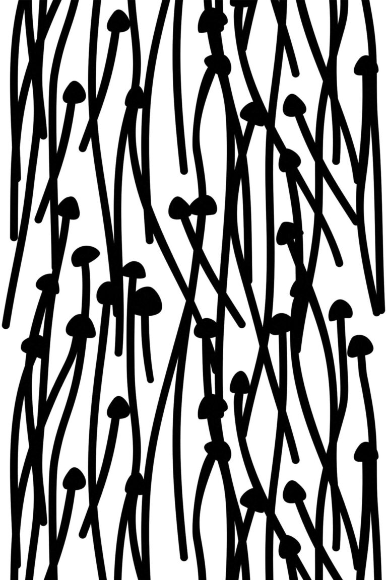 Mushroom Lines Peel and Stick Wallpaper or Non-Pasted