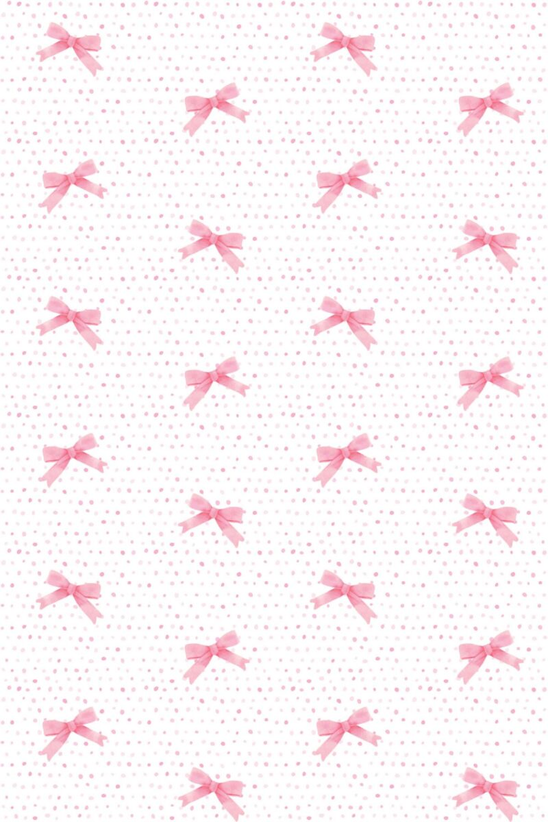 Cute Pink Ribbons Peel and Stick Wallpaper or Non-Pasted