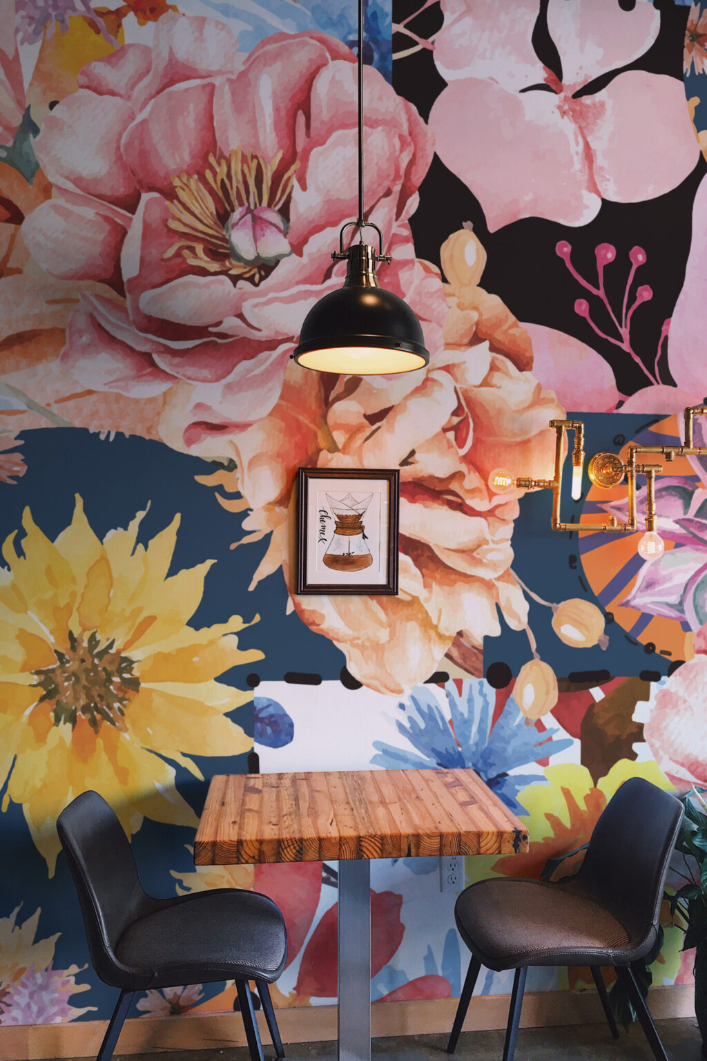 Watercolor Floral Patchwork Peel and Stick Wall Mural or Non-Pasted