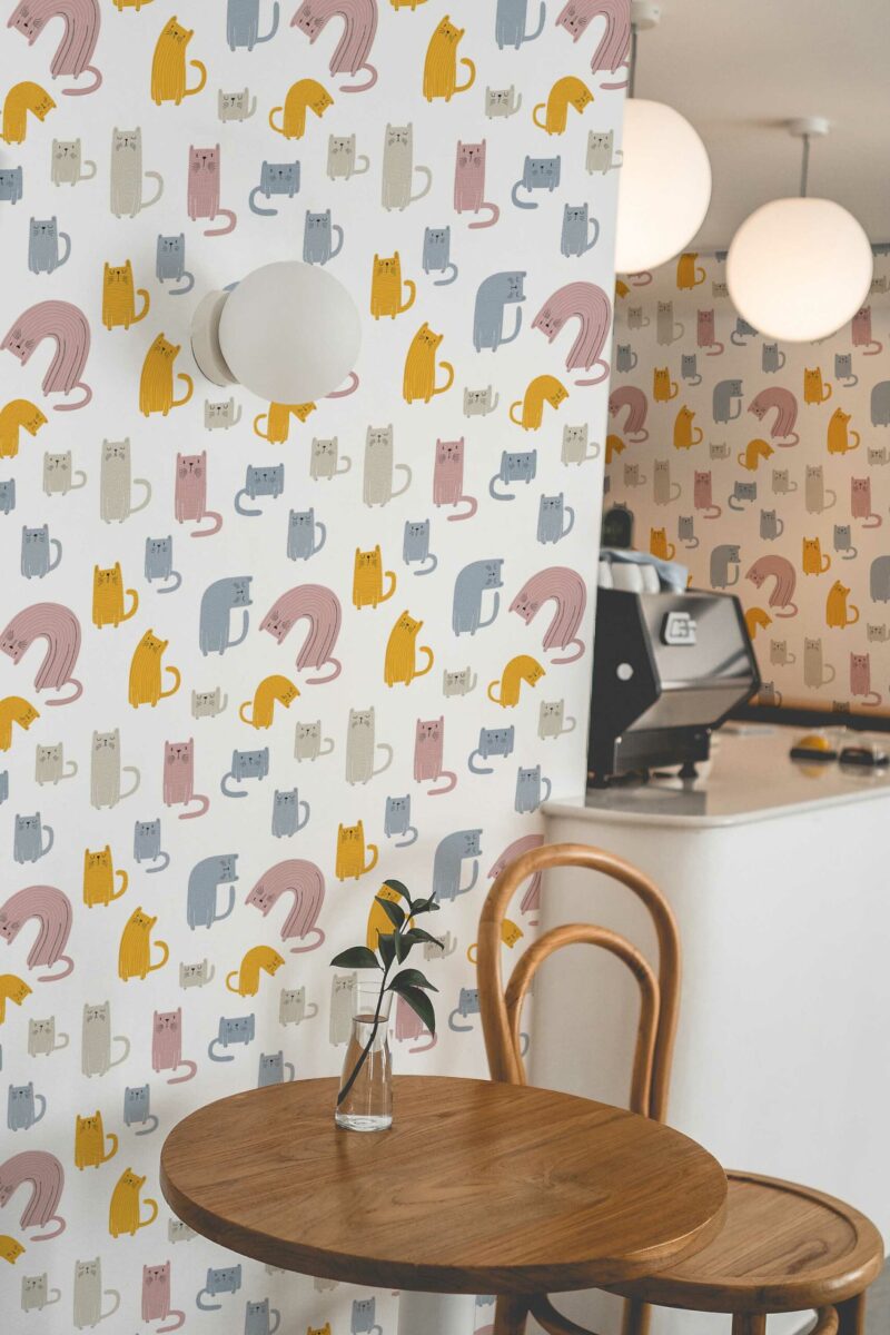 Colorful Quirky Whiskers Peel and Stick Wallpaper or Non-Pasted