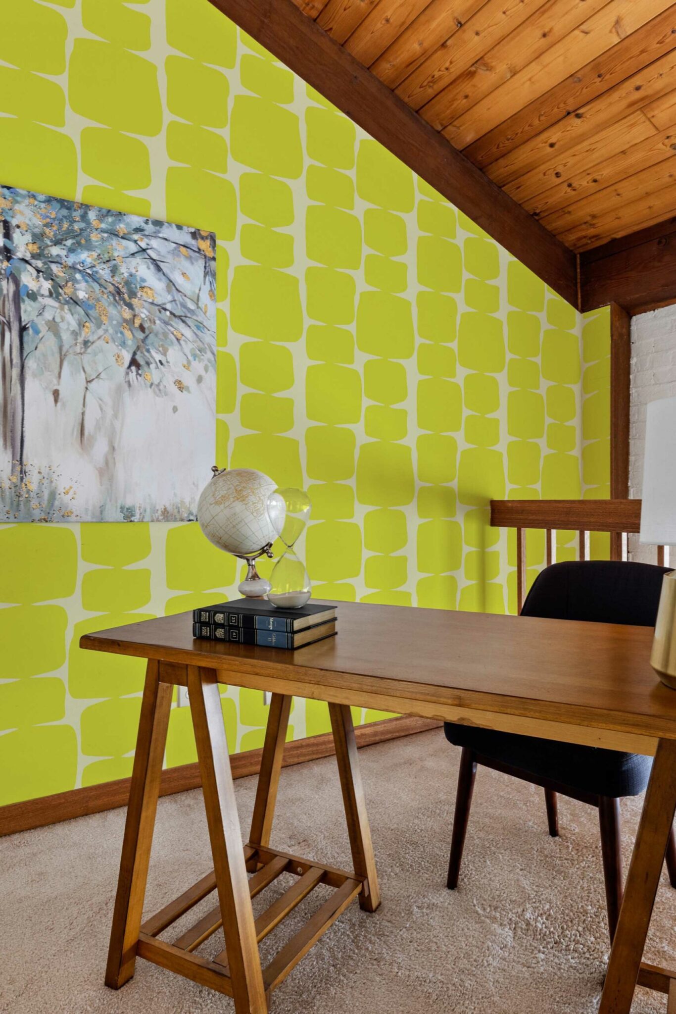 Retro Chartreuse Peel and Stick Wallpaper or Non-Pasted