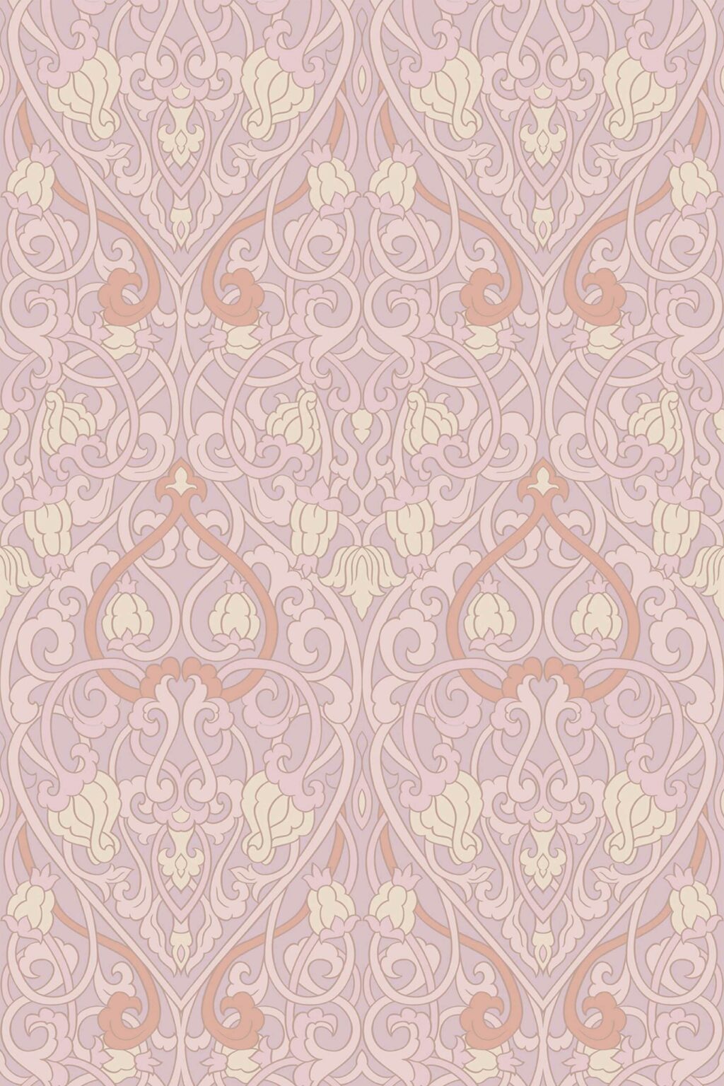 Pink Art Deco Style Peel and Stick Wallpaper or Non-Pasted